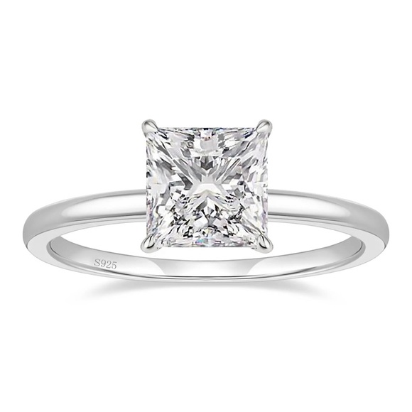 Mystic Gems | Jewelry | 2 Ct Princess Cut Diamond Ring 4k S925 New | Poshmark